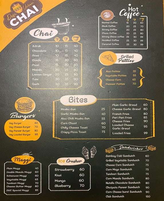Menu of Desi Urban Chai, Kharar Road, Mohali