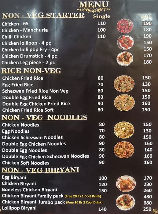 Menu of Diamond Biryani Point & Fast Food Centre, Uppal, Secunderabad