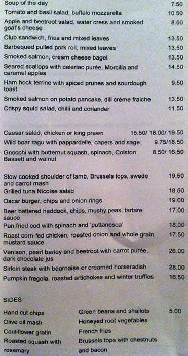 Menu at the drawing room pub & bar, London, Charlotte Street 15-17