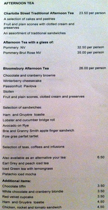 Menu at the drawing room pub & bar, London, Charlotte Street 15-17