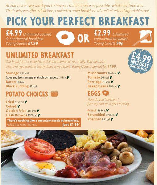 Menu at Harvester pub & bar, Glasgow, Springfield Quay