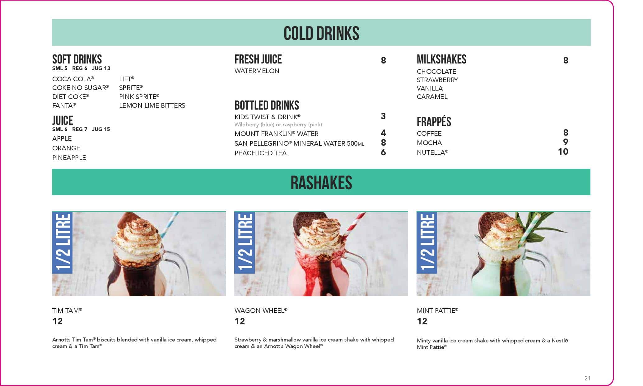 Menu at RASHAYS - Lidcombe restaurant, Lidcombe