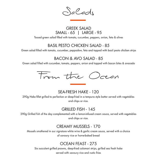 Menu at Route 57 Market restaurant, Mossel Bay