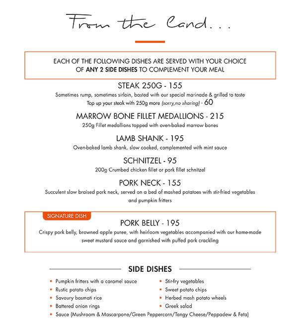 Menu at Route 57 Market restaurant, Mossel Bay