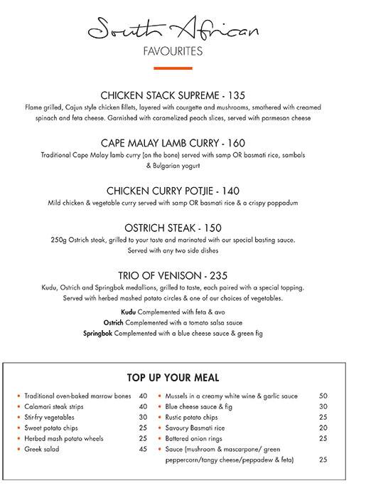 Menu at Route 57 Market restaurant, Mossel Bay