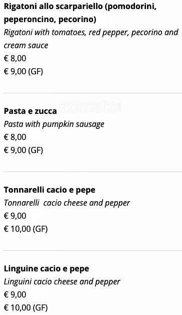 Speisekarte von Mama Eat Roma restaurant, ROM, Via di S. Cosimato