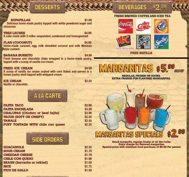 Menu at Los Gallitos restaurant, Houston, Murphy Rd