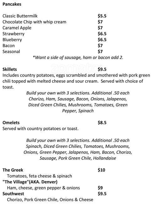 Menu at Miyo Cafe, Castle Rock