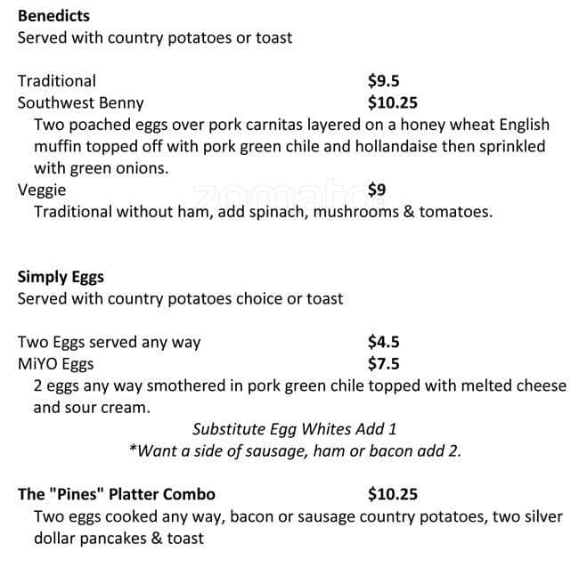 Menu at Miyo Cafe, Castle Rock