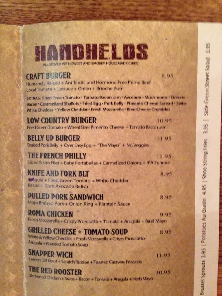 Menu at Craft Street pizzeria, Trinity