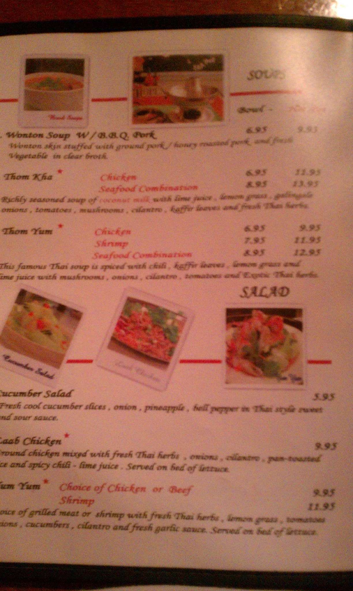 Menu at Bangkok Thai Cuisine restaurant, Kingman, 208 W Andy Devine Ave