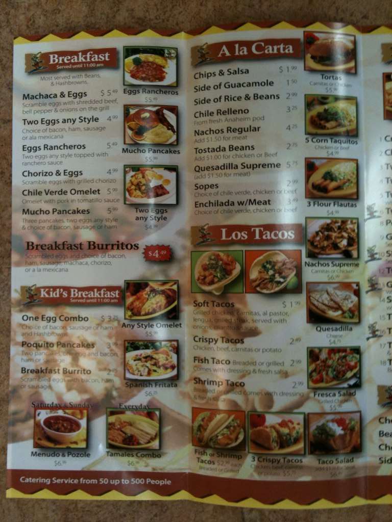 Menu at Taco Roco restaurant, Solvang