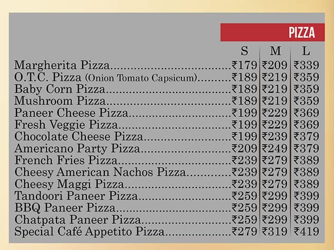 Menu at Cafe Appetito - Alembic, Vadodara