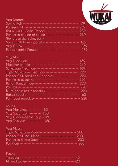 Menu of Wokal Chinese, Naupada, Thane West, Thane