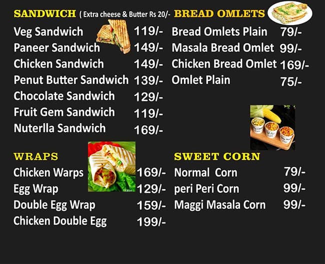 Menu of Budget Cafe, Gachibowli, Hyderabad
