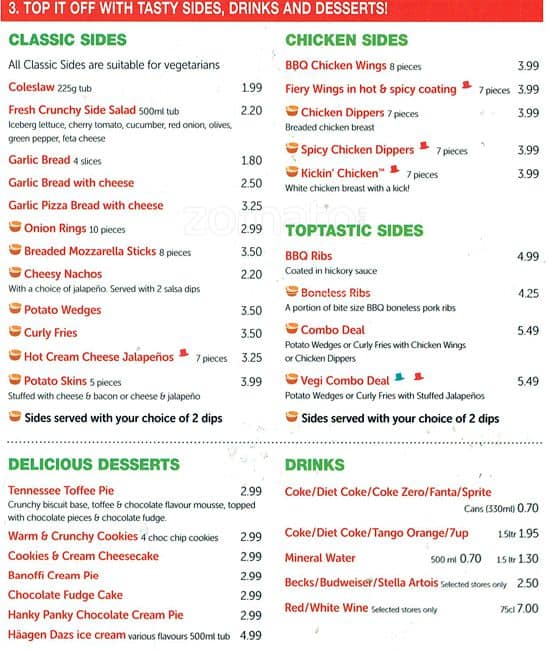 Menu at Tops Pizza pizzeria, Ewell, 760 High Rd