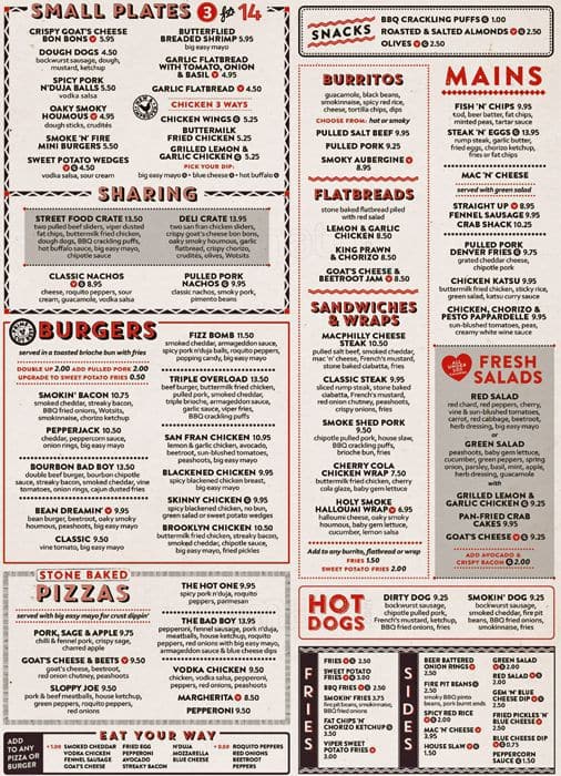 Menu at Revolution pub & bar, London, 140-144 Leadenhall Street