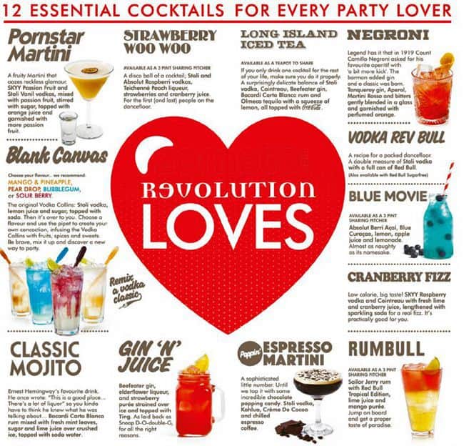 Menu at Revolution pub & bar, London, 140-144 Leadenhall Street