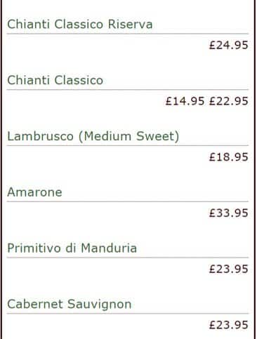 Menu at Il Fornello restaurant, London