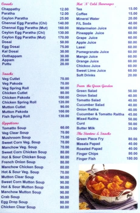 Menu at Hotel Pentagon Restaurant & Party Hall, Chennai, JJ Complex