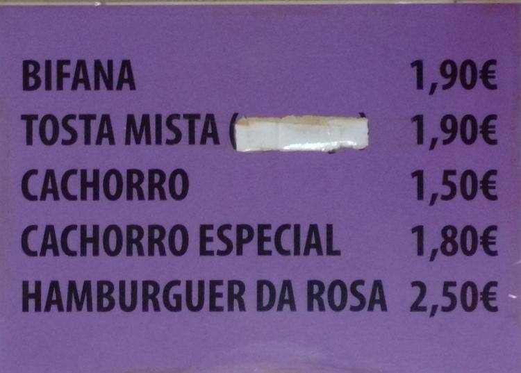 Menu at Café com Leite, Lisbon, R. Correia Teles 88