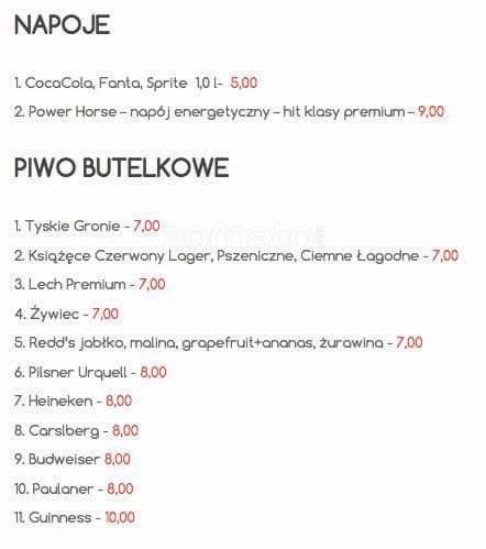 Menu at Smart Pizza pizzeria, Lublin