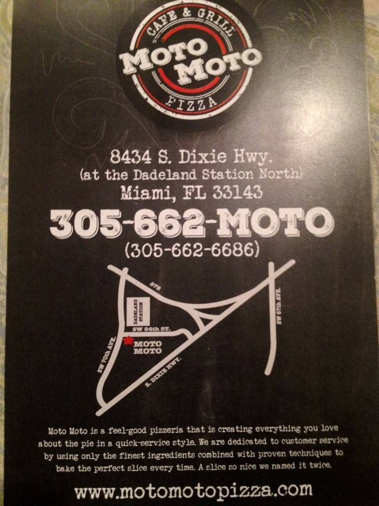 Menu at Moto Moto cafe, Miami