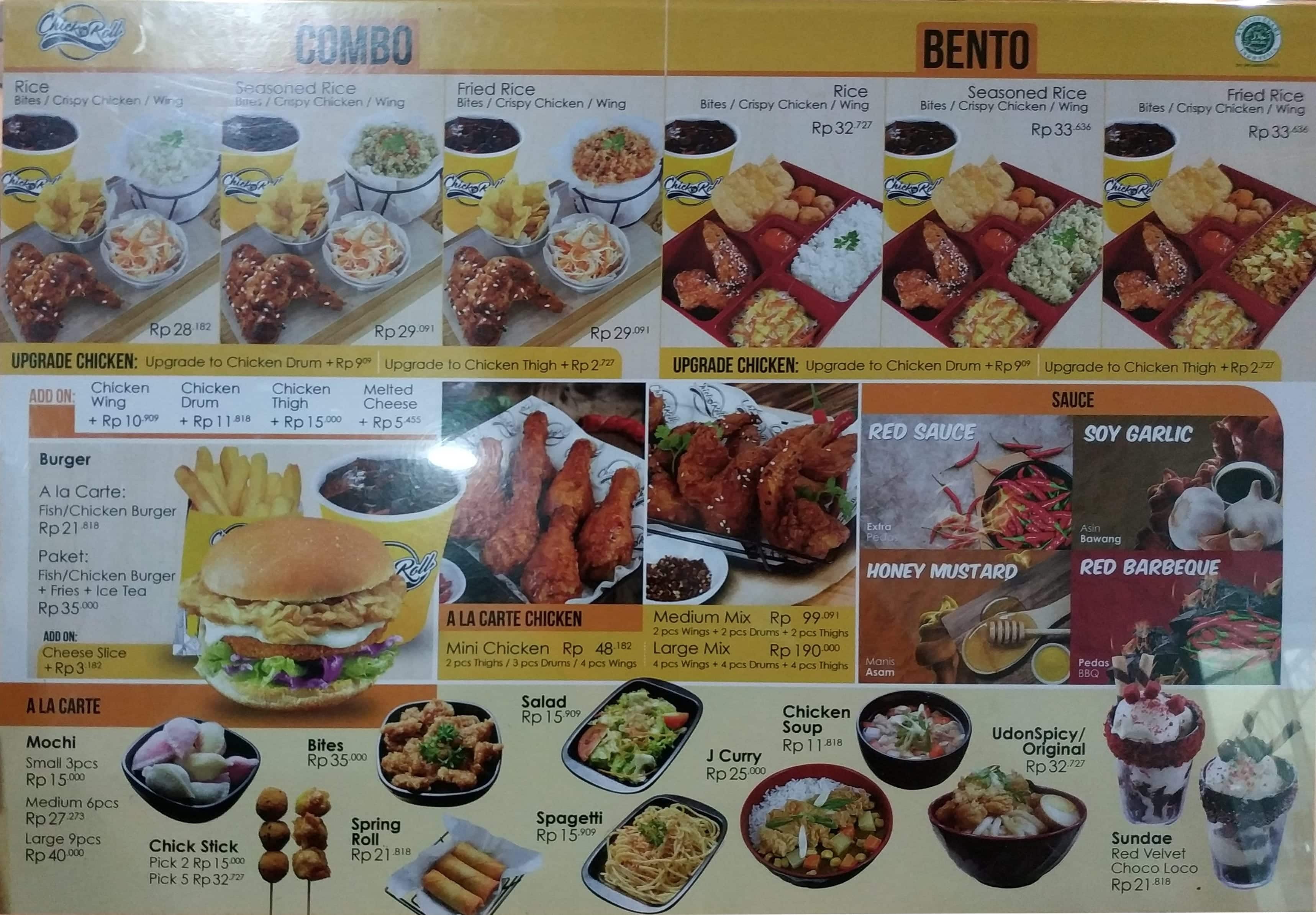 Carta del restaurante Chick N Roll Beachwalk, South Kuta