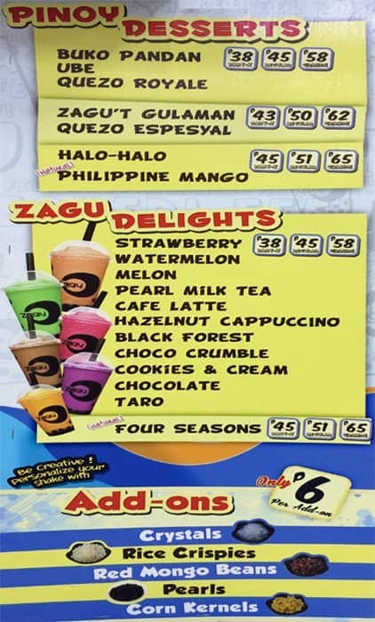 Zagu Menu, Menu for Zagu, Basak, Lapu-Lapu City - Zomato Philippines