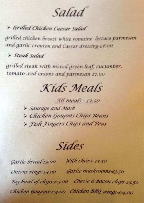 Menu at Old Red Lion pub & bar, Stanwell