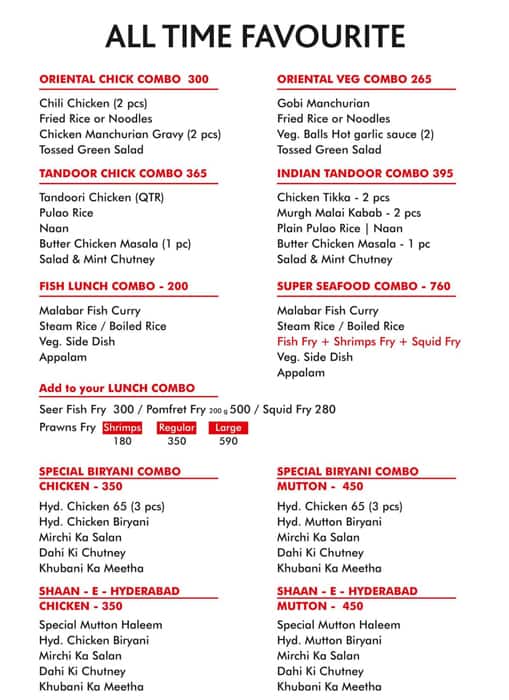 Menu of Abid's, Chetpet, Chennai