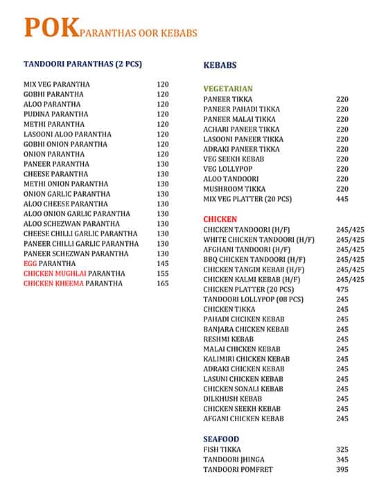 Menu of POK - Paranthas Oor Kebabs, Khopat, Thane West, Thane