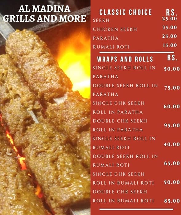 Menu of Al Madina Grills & More, Mumbai Central, Mumbai