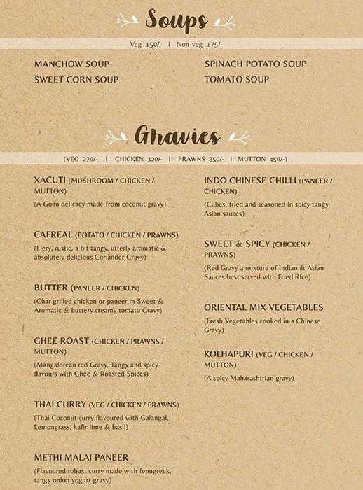 Menu of Cumin By Chef Anam, Panaji, Goa