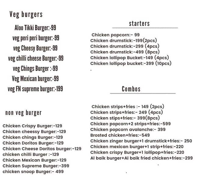 Menu of D Burger World, Mira Road, Mumbai