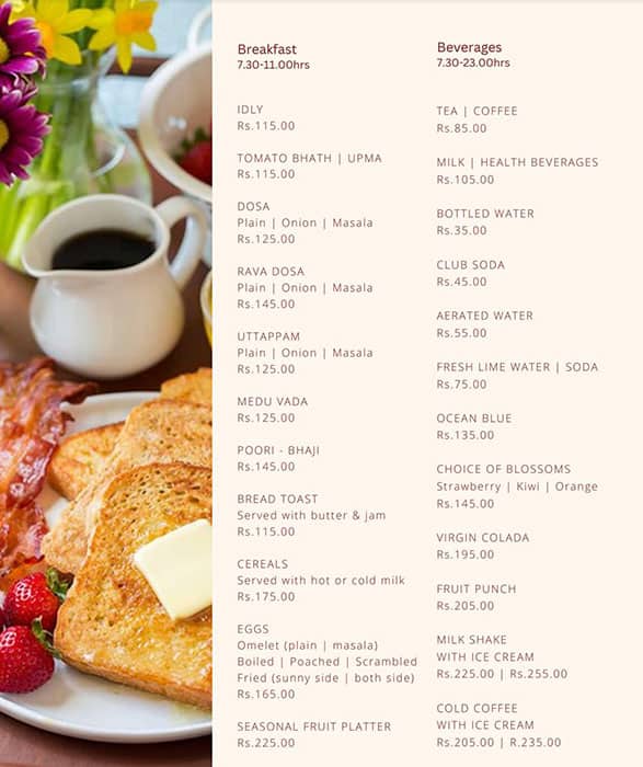 Menu of Signature Hotels, Nathayyapalem, Vizag