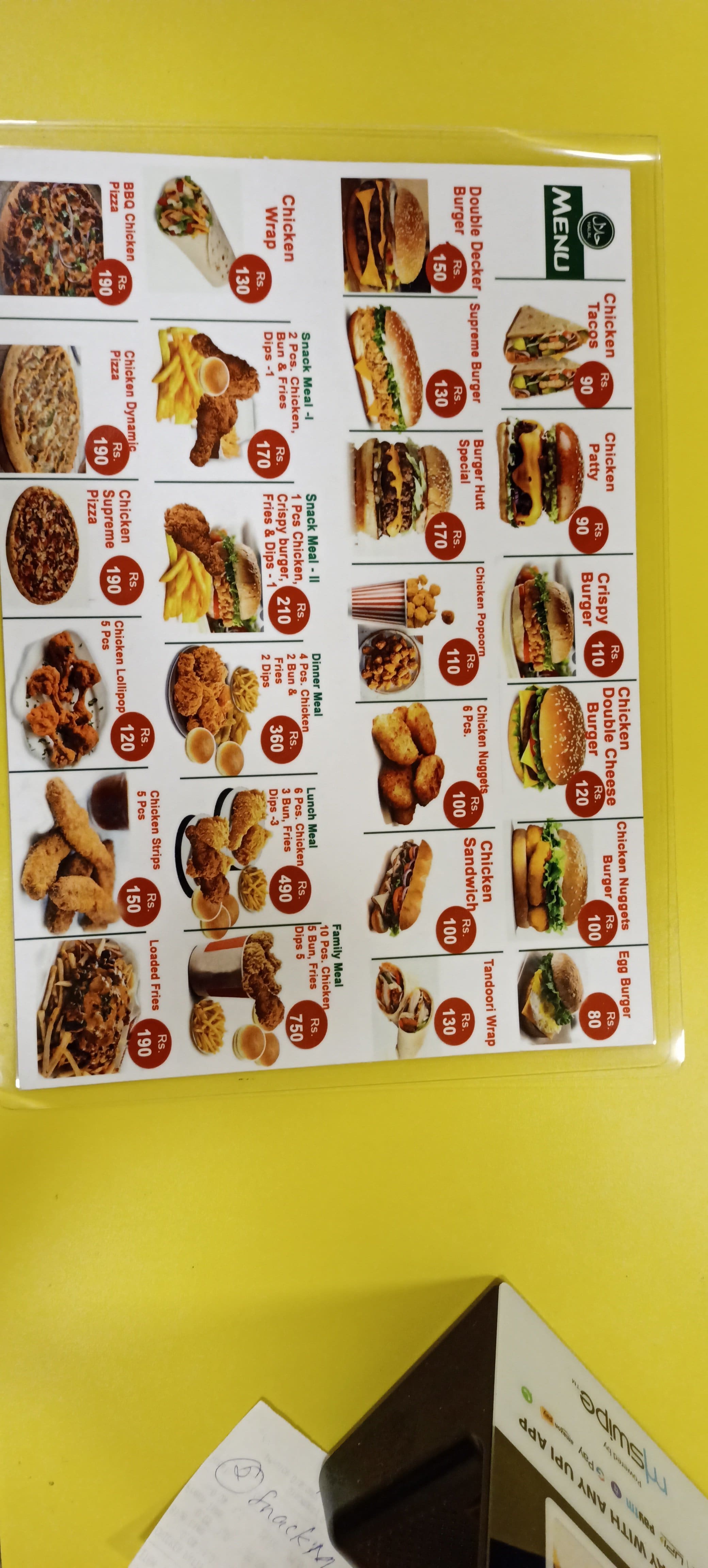 Menu of Burger Hutt, Perumbavoor, Kochi