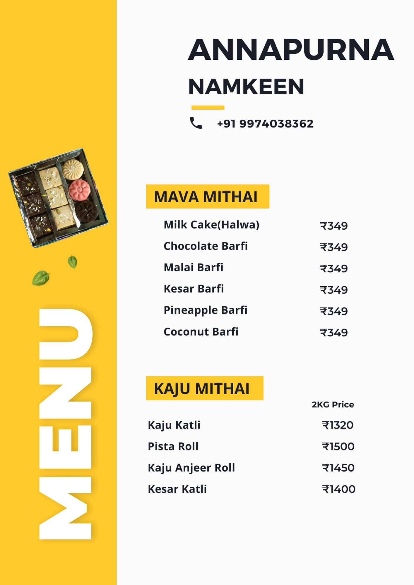 Menu of Annapurna Namkeen, Kalupur, Ahmedabad