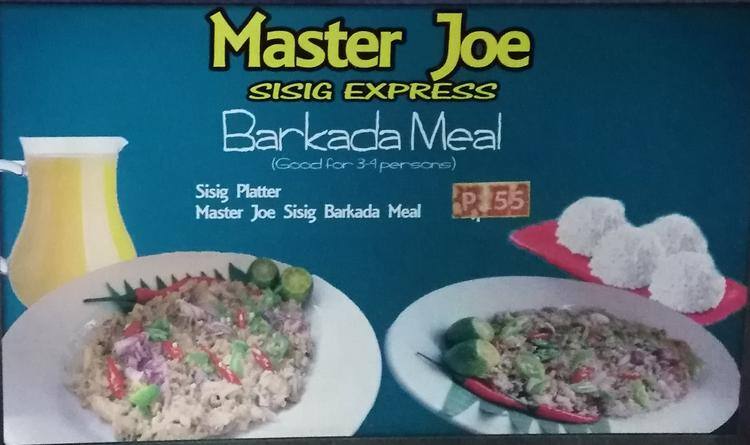 Menu at Master Joe Sisig Express restaurant, Valenzuela