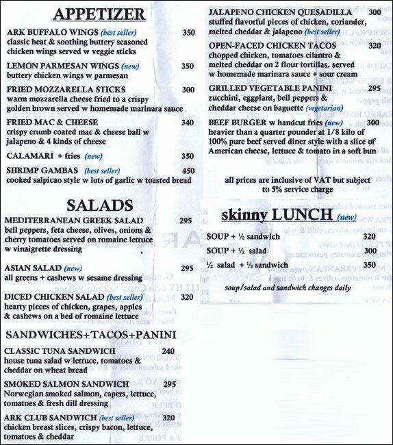 Ark Menu, Menu for Ark, Salcedo Village, Makati City - Zomato Philippines