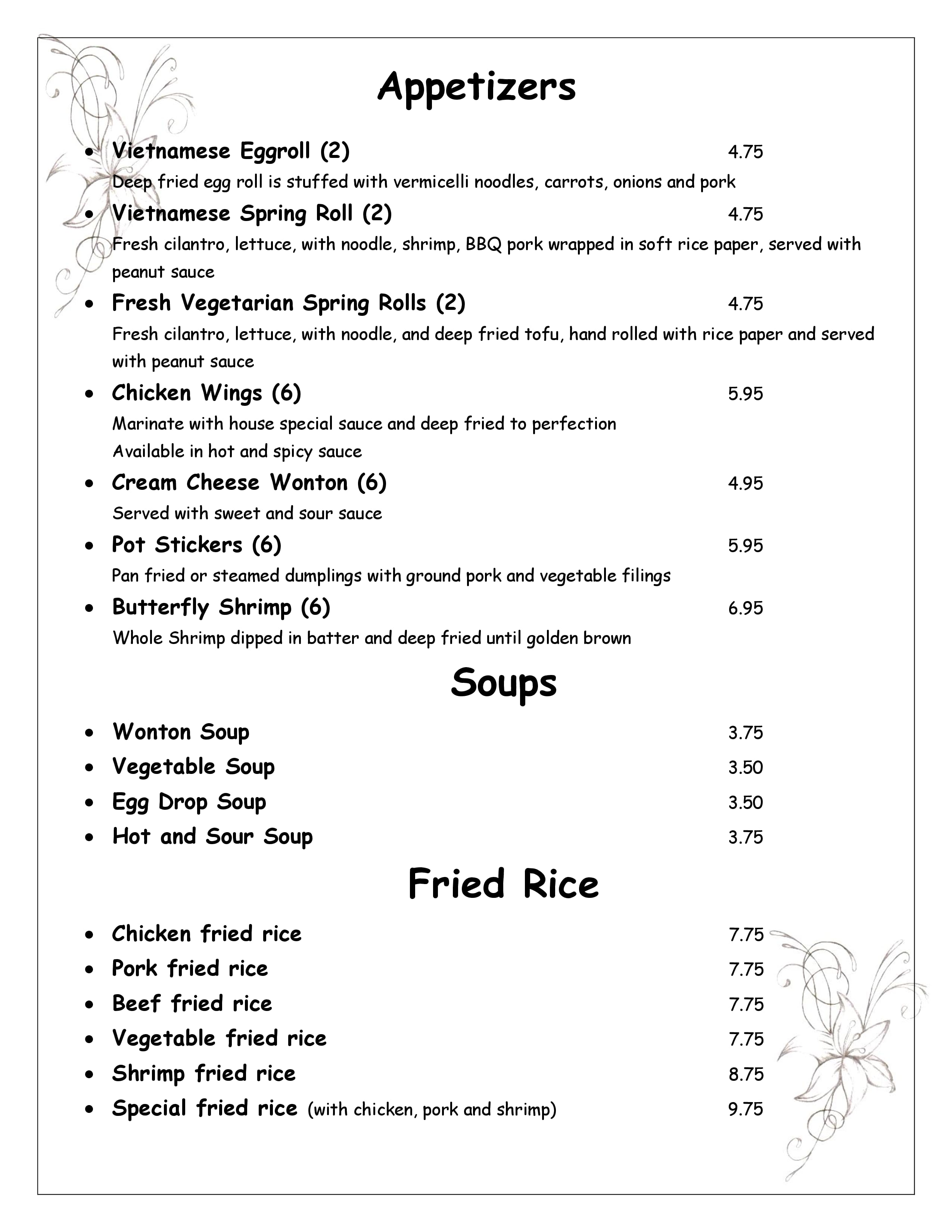 Menu at Wild Orchid TX Restaurant, Maplewood