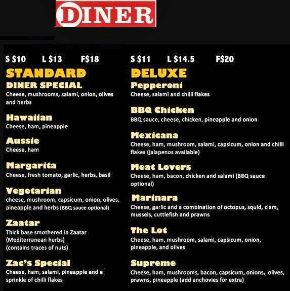Menu at The Hope Valley Diner restaurant, Hope Valley