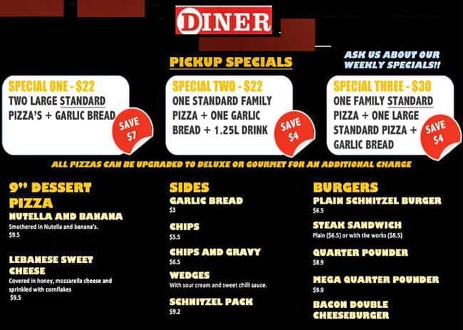 Menu at The Hope Valley Diner restaurant, Hope Valley