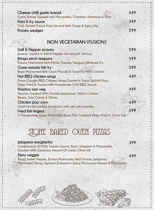 Menu at The Moonshine Project, Hyderabad
