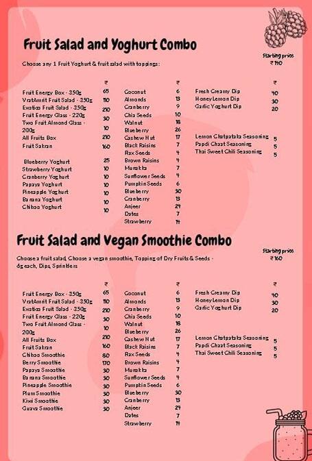 Menu at Falhari - A Fruitful Habit, Gurugram, GF 108H