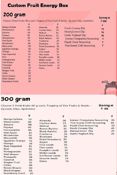 Menu at Falhari - A Fruitful Habit, Gurugram, GF 108H