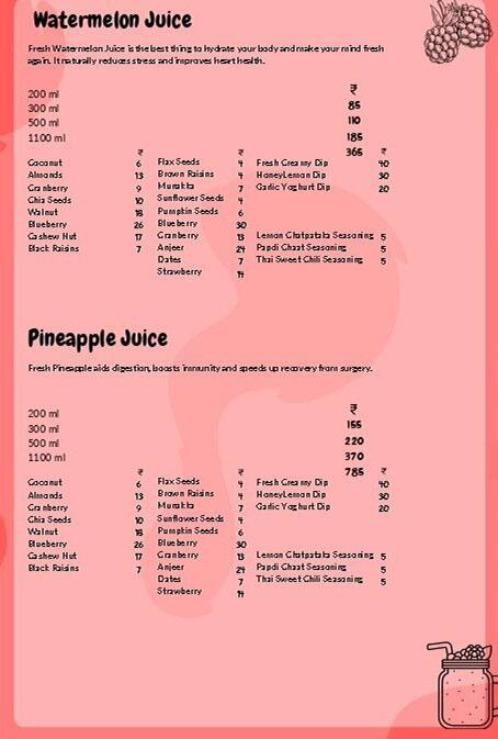 Menu at Falhari - A Fruitful Habit, Gurugram, GF 108H