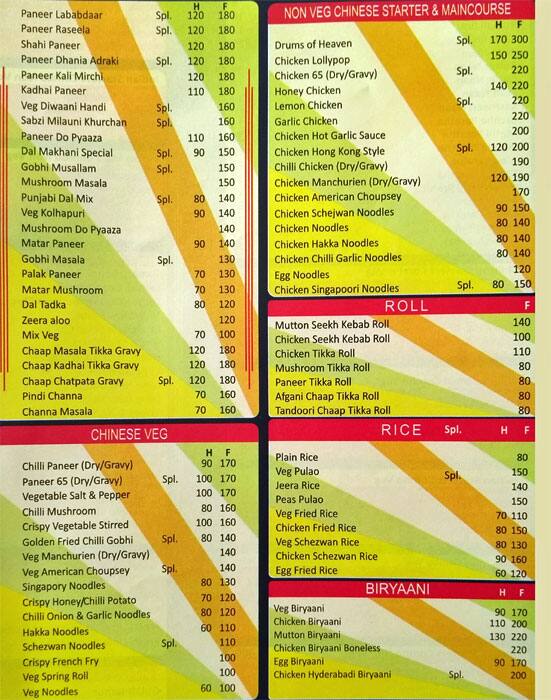 Menu at Red Hot Choolah, Ghaziabad, Shop 1