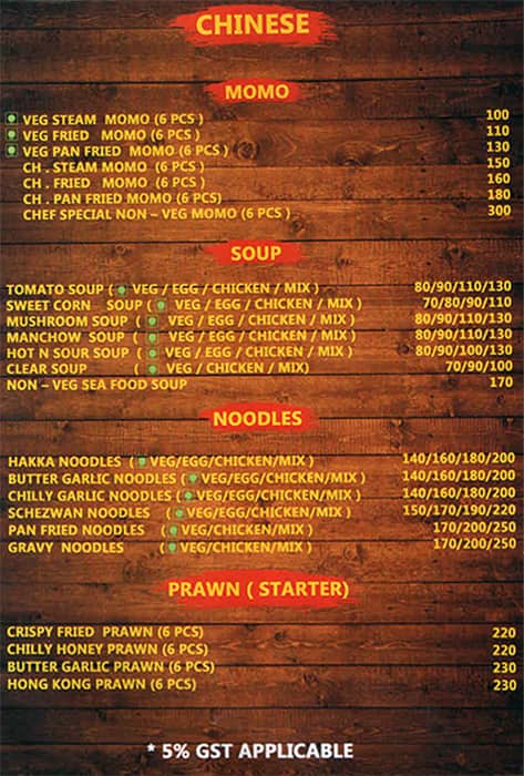 Menu at Galaxy Restaurant, Kolkata