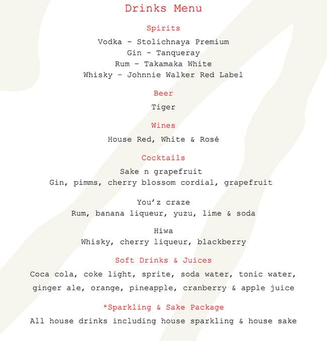 Menu of Ikigai, Dubai Marina, Dubai